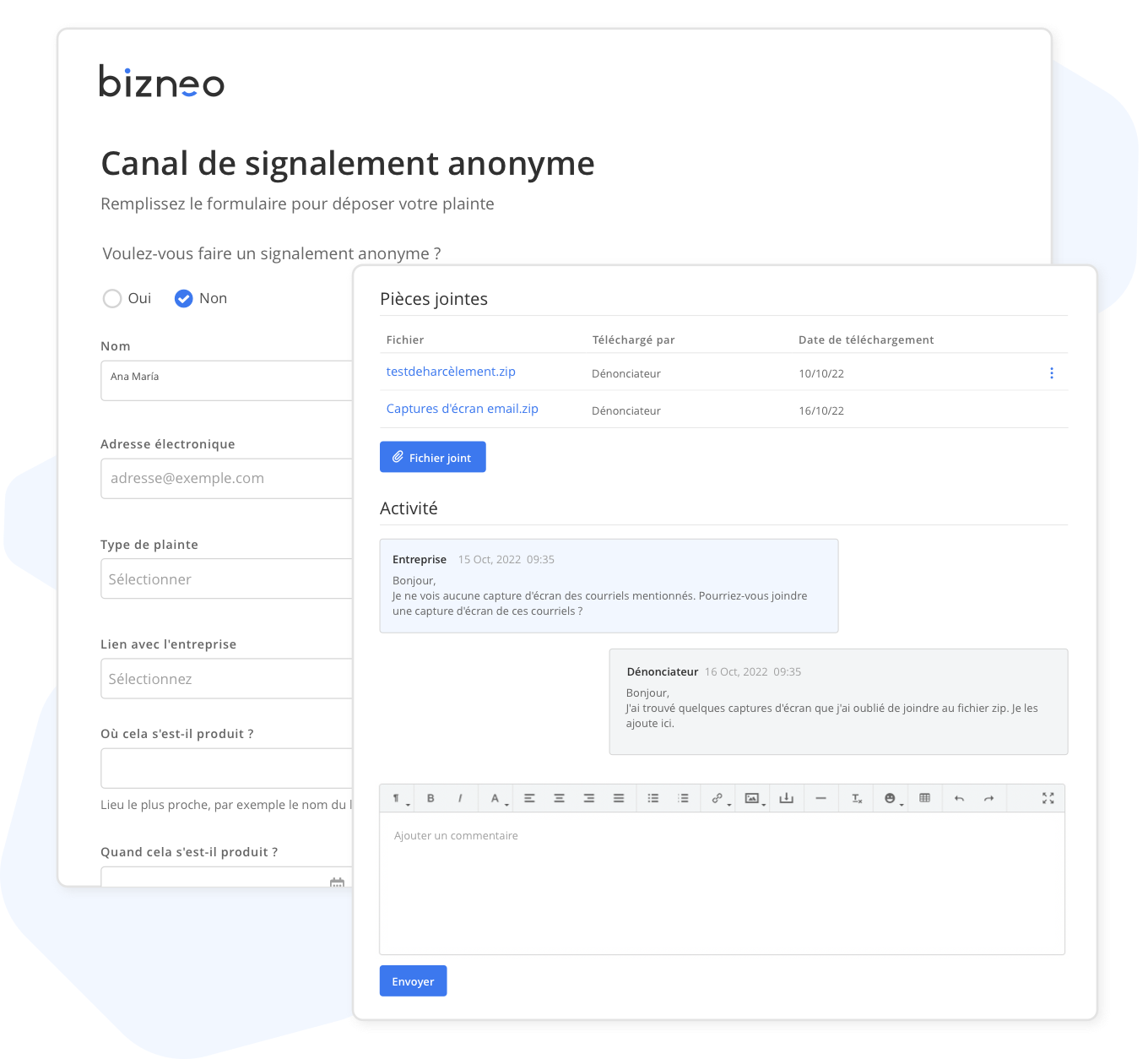 Logiciel de canal de signalement pour les entreprises | Bizneo HR